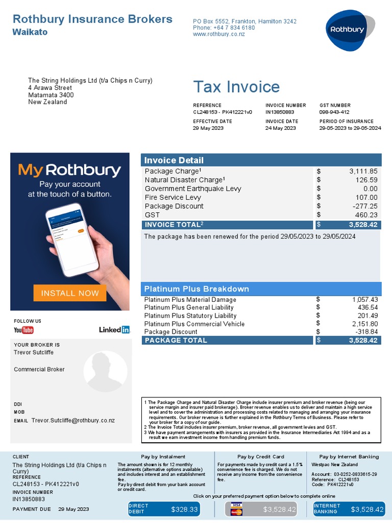 Invoice | PDF | Insurance | Deductible