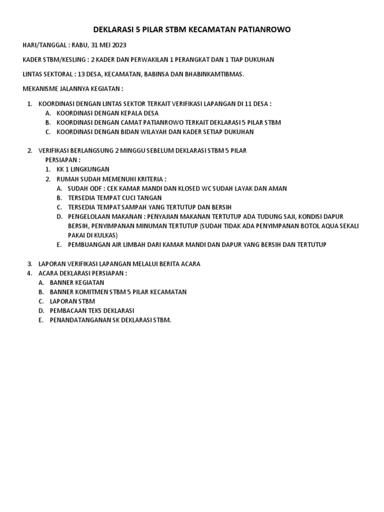 Deklarasi 5 Pilar STBM | PDF