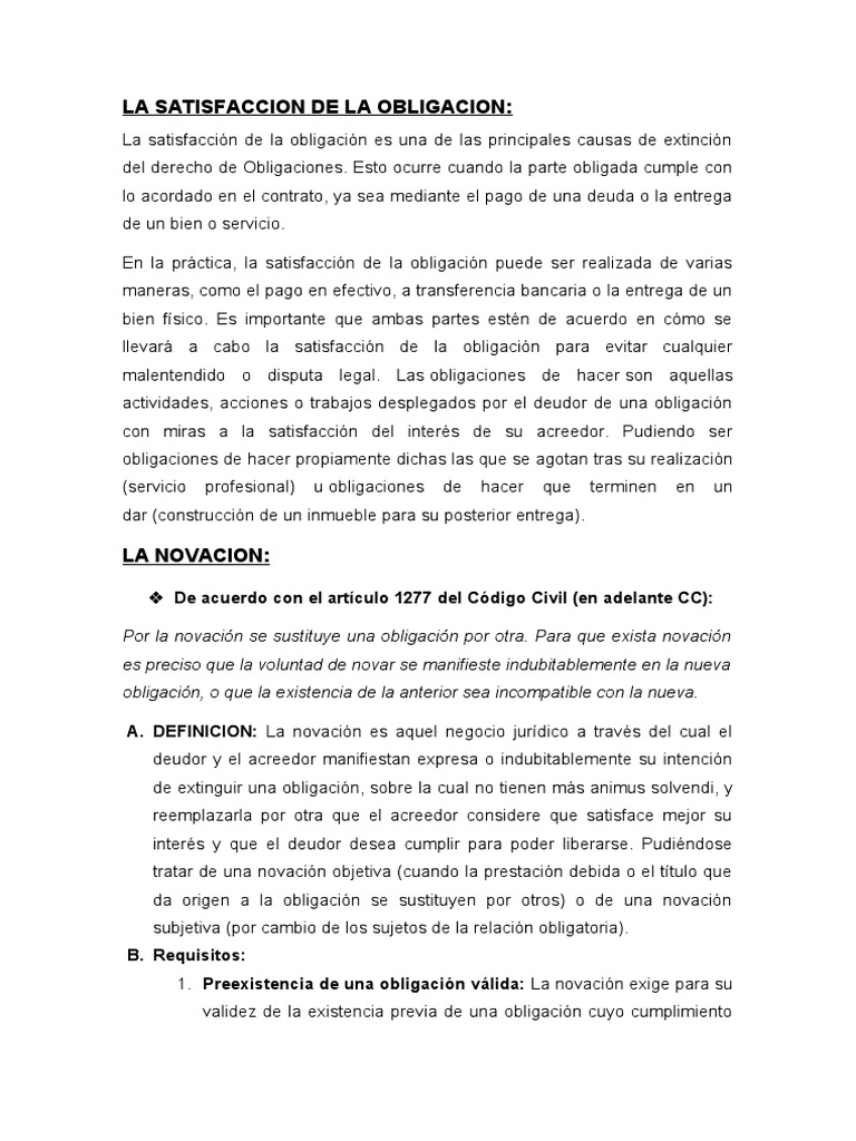 La Novacion | Descargar gratis PDF | Pagos | Derecho privado La Novacion | Descargar gratis PDF | Pagos | Derecho privado