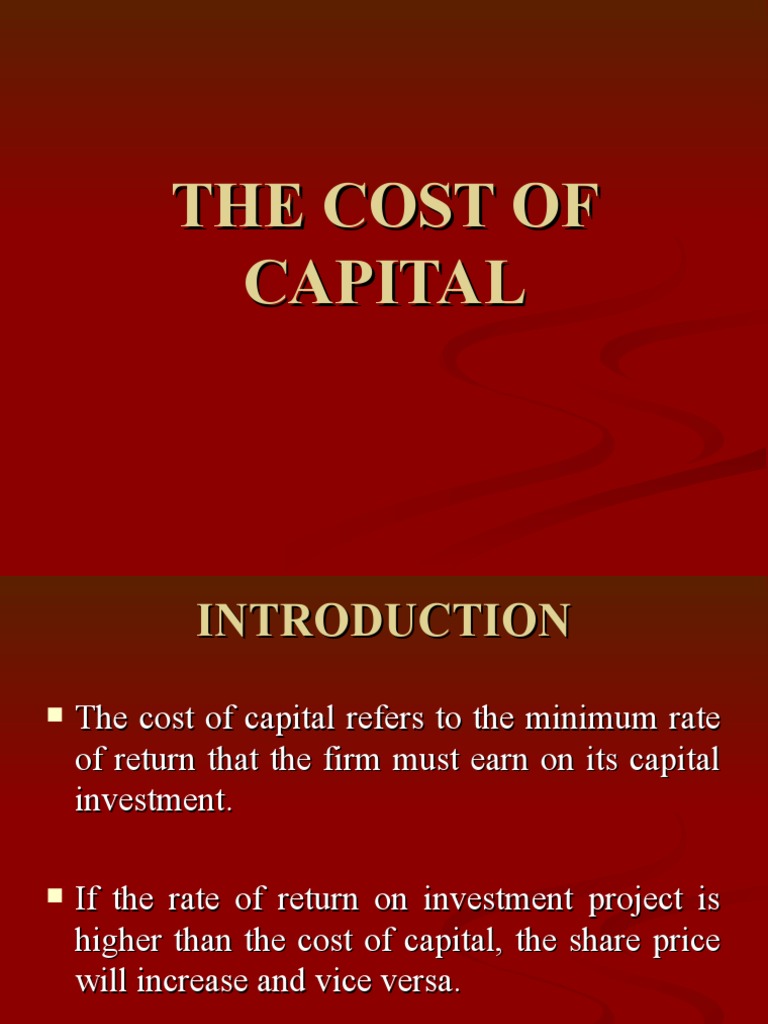 CH.5 The Cost of Capital | PDF | Cost Of Capital | Dividend