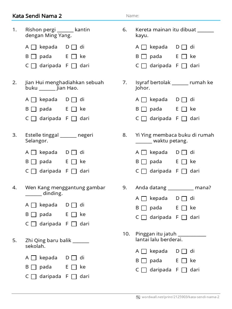 Kata Sendi Nama 2 | PDF