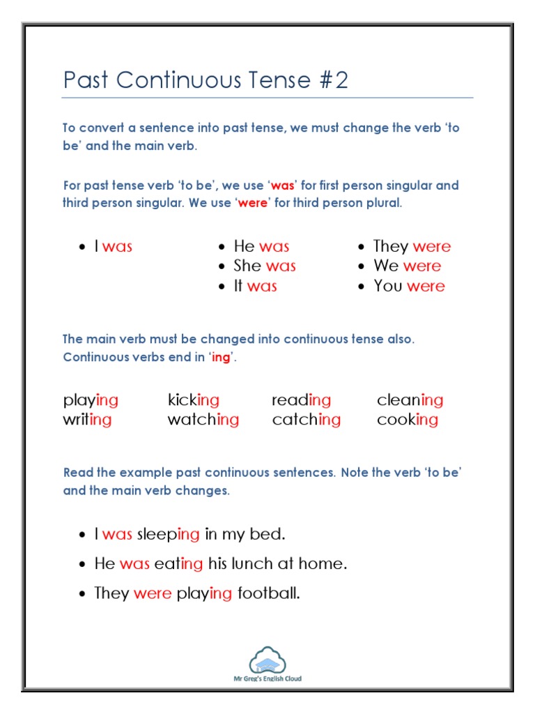 Past Continuous 2 | PDF | Grammatical Tense | Verb