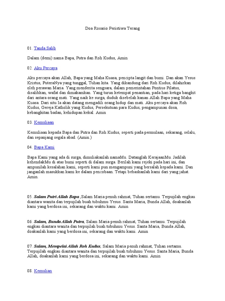 Doa Rosario Peristiwa Terang | PDF