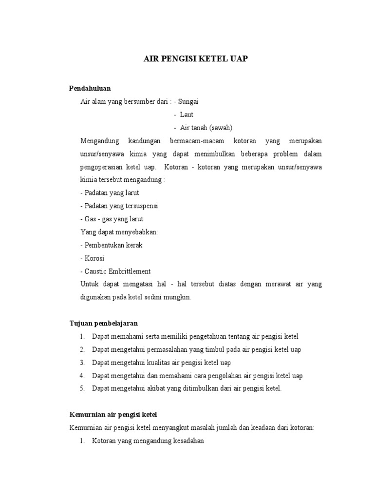 Air Pengisi Ketel Uap | PDF