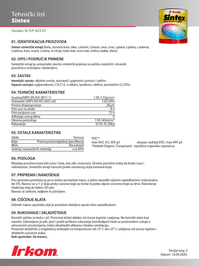Tehnicki List Sintex 1 | PDF