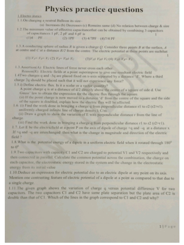 Physics Practice Questions | PDF