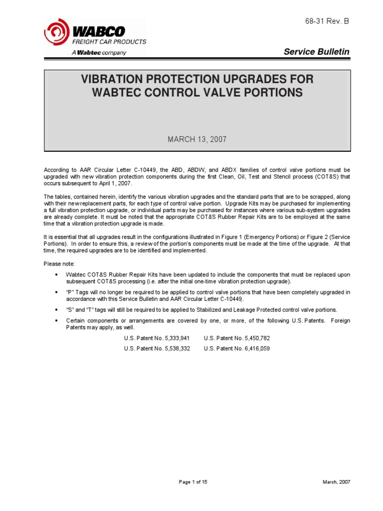 Wabtec Repair Kits | PDF | Valve | Piston