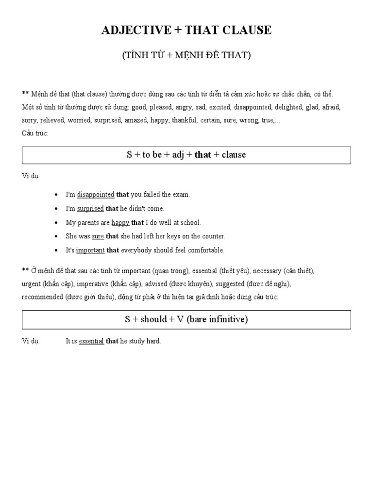 ADJECTIVE That Clause | PDF