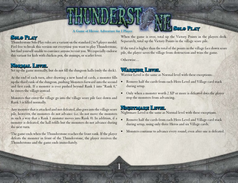 Thunderstone Solo Play Guide | PDF | Entertainment | Gaming Devices