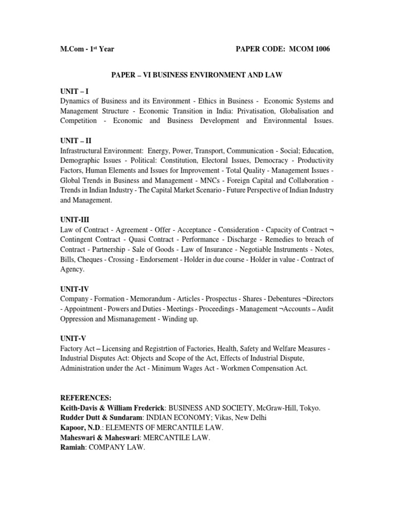 Mcom Syllabus-9-10 | PDF | Management Accounting | Negotiable Instrument