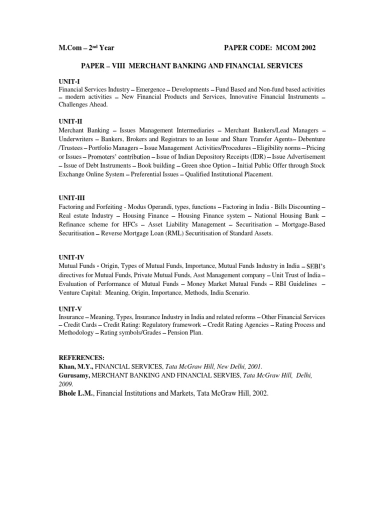 Mcom Syllabus-11-13 | PDF | Investing | Investment Management