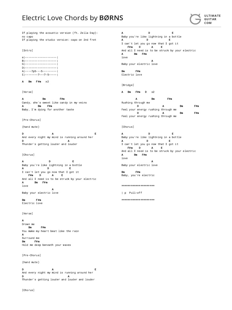 Electric Love Chords | Download Free PDF | Song Structure | Guitars