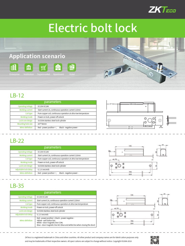 Fisa Tehnica Bolt Electromagnetic ZKTeco ACC-ECO-LB35 | PDF
