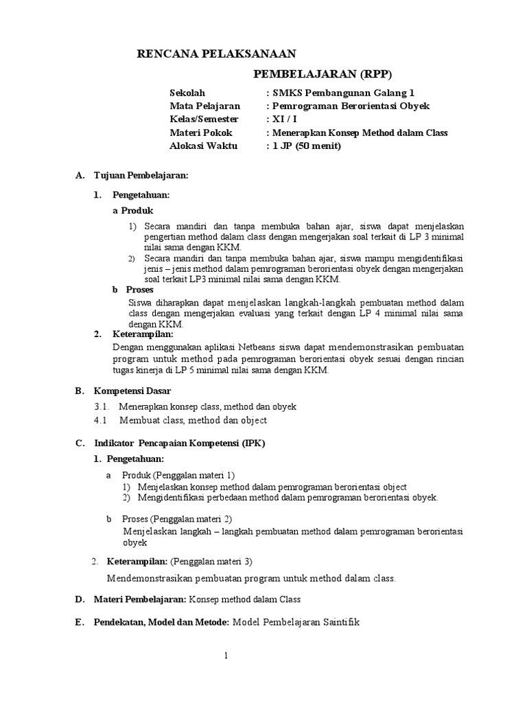 RPP Pemrograman: Konsep Method Class | PDF