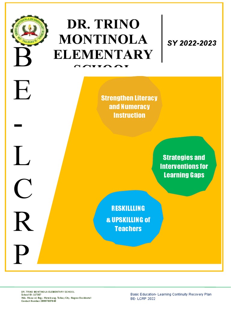 Sept 2 2022 Dr. Trino Montinola Be LRCP 2022 2023 1 3 | PDF | Learning | Teachers