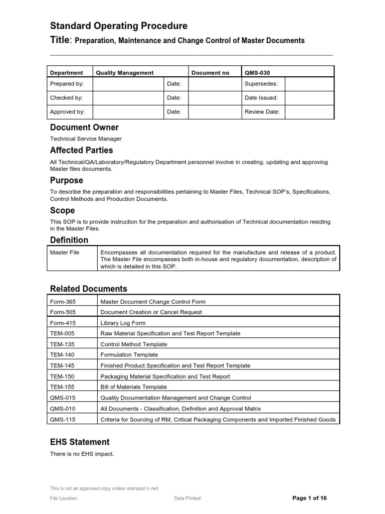 QMS-030 Sample | PDF | Specification (Technical Standard) | Databases