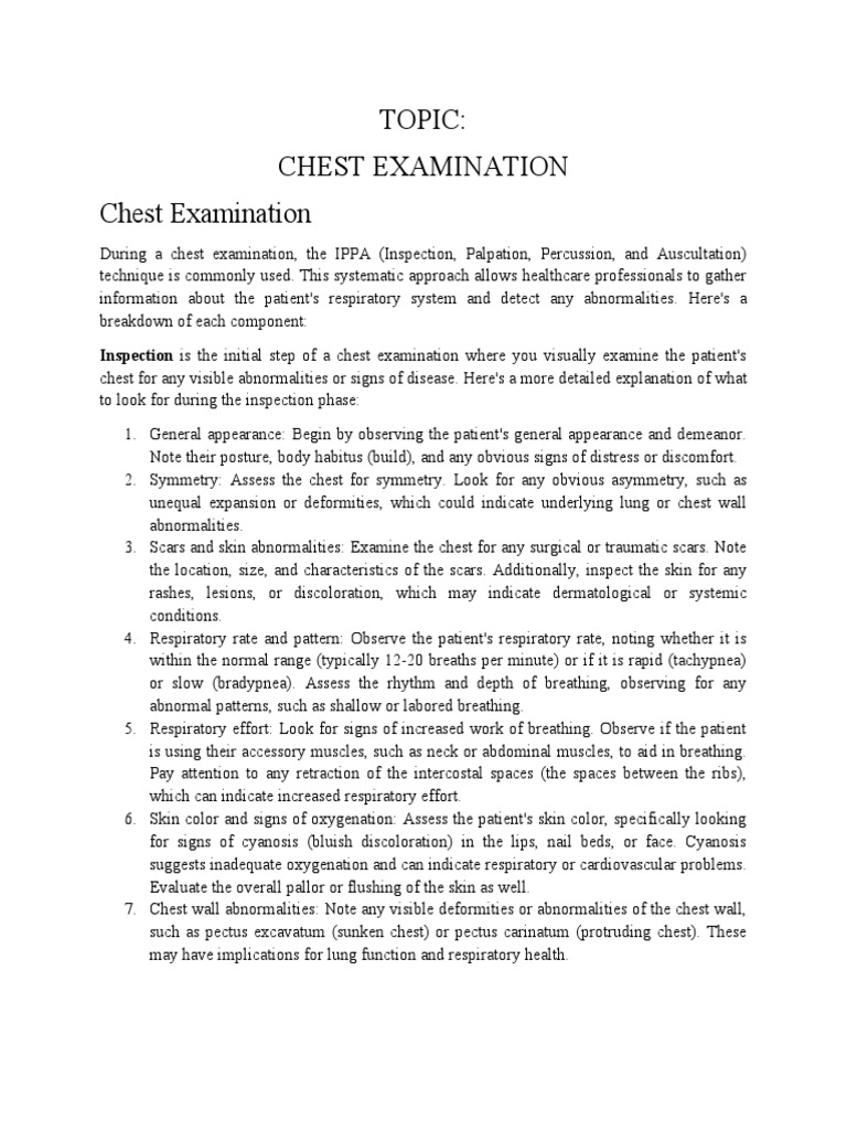 Chest Examination | PDF | Lung | Thorax