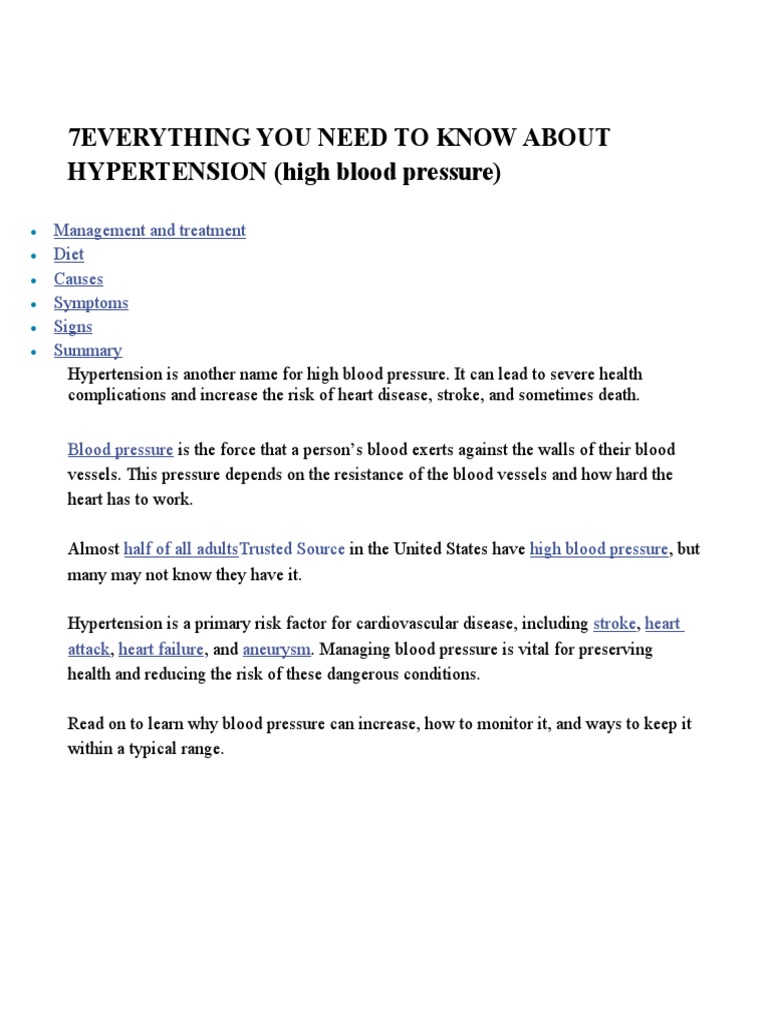 Hypertension | PDF | Hypertension | Blood Pressure