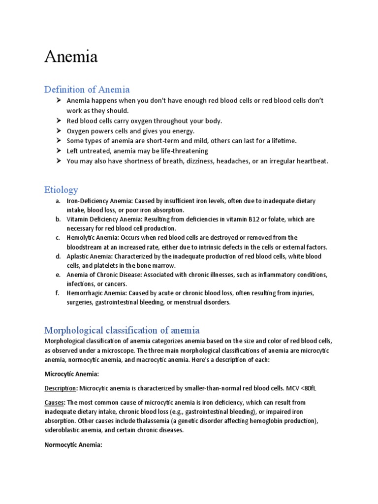 Anemia Notes | Download Free PDF | Anemia | Vitamin B12