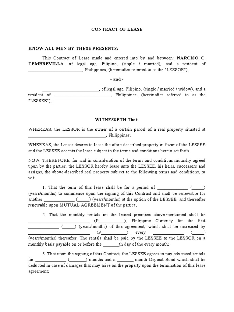 Contract of Lease | PDF | Lease | Common Law