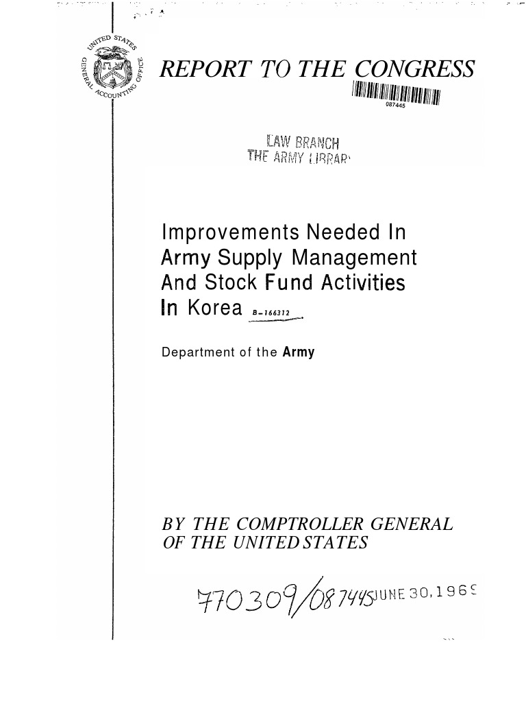 1969 GAO Report | PDF | Government Accountability Office | Inventory