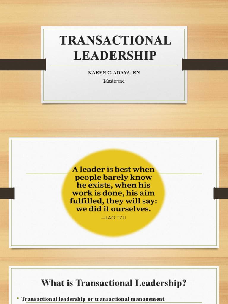 Transactional Leadership | PDF | Leadership | Control (Social And Political)