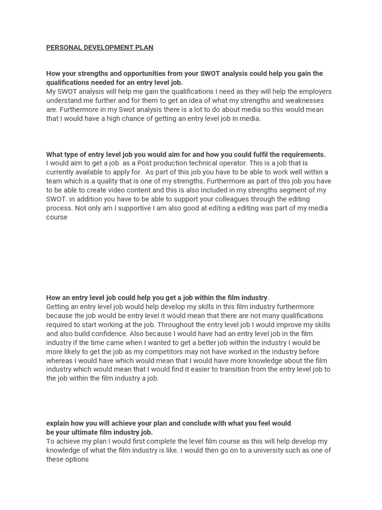 Steven Tweedale - Personal Development Plan | PDF | Swot Analysis | Learning