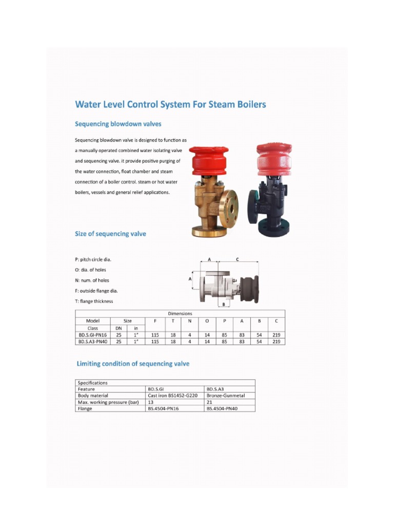 WATER LEVEL CONTROL SYSTEM FOR STEAM BOILERS Sequencing Blowdown Valves | PDF