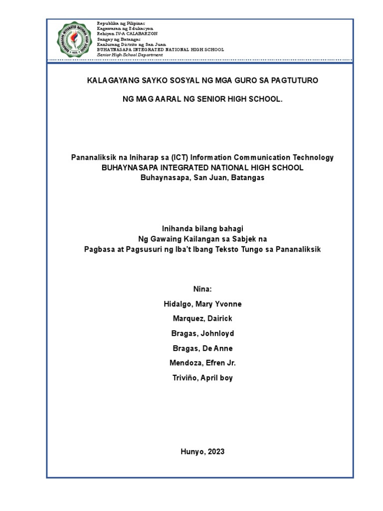 Front Page at Talaan NG Nilalaman | PDF