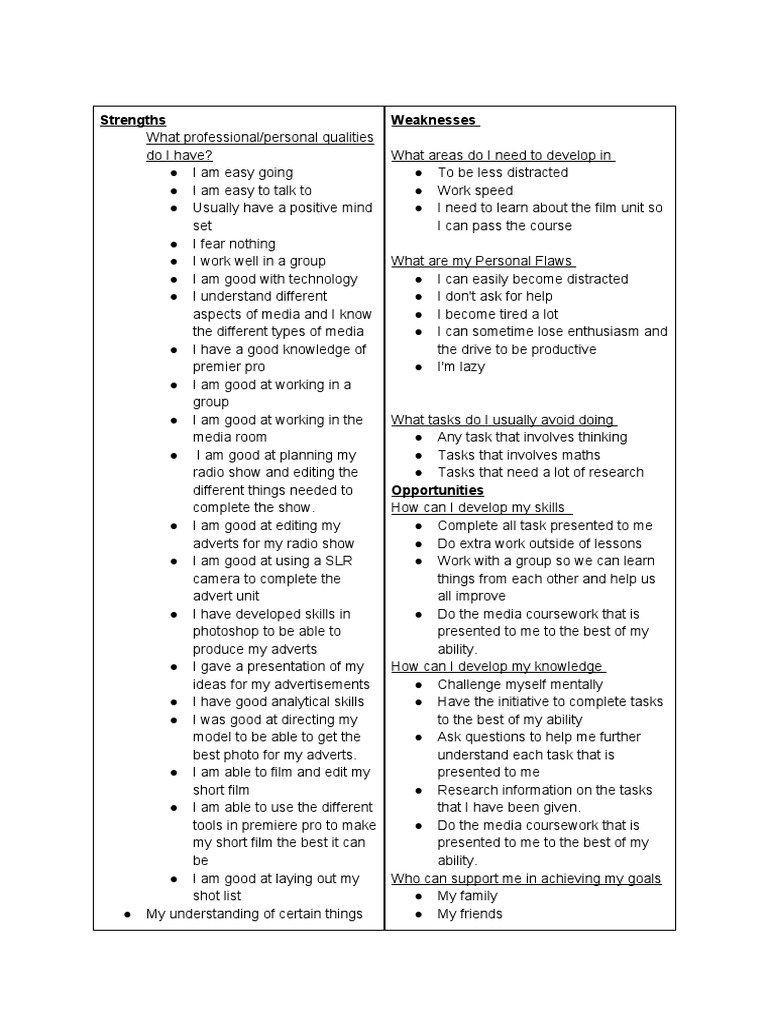 Copy Of Steven Tweedale Swot For Film Updated Pdf Cognitive Psychology Cognition 