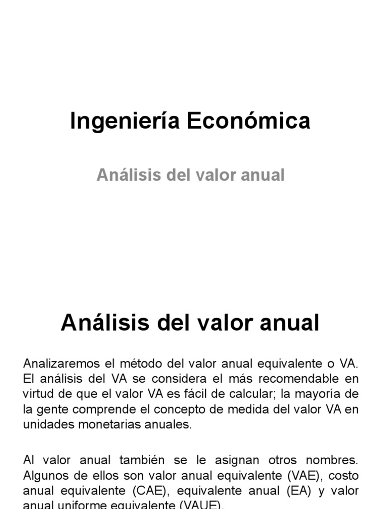 Análisis Del Valor Anual | PDF | Inversiones | Riego