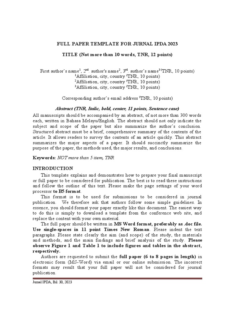 Jurnal Ipda Template Latest-2023 | PDF | Paragraph | Microsoft Word
