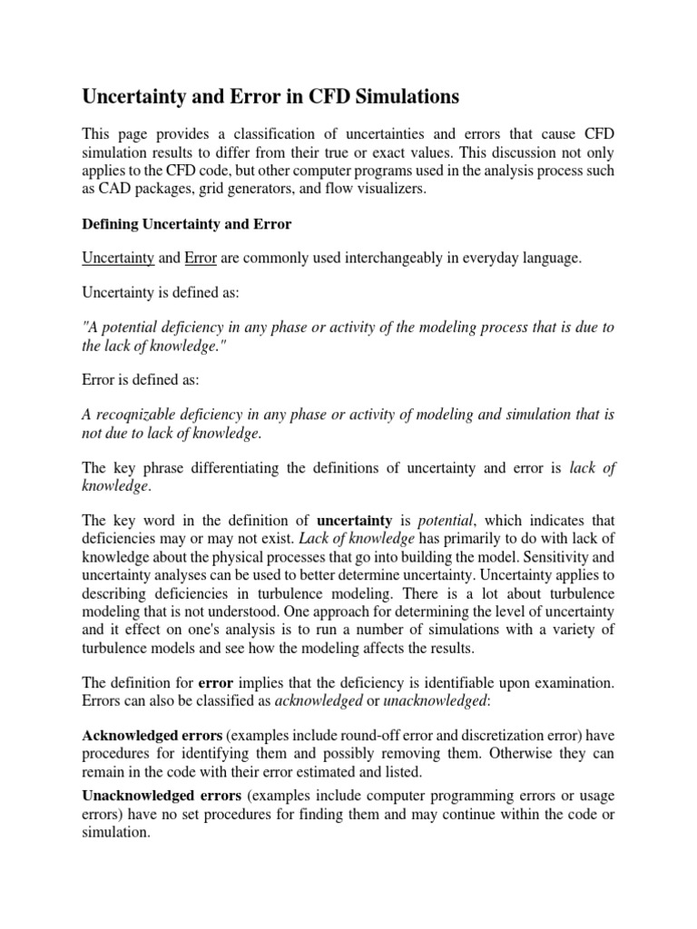 Cfd Errors Pdf Computational Fluid Dynamics Computational Science