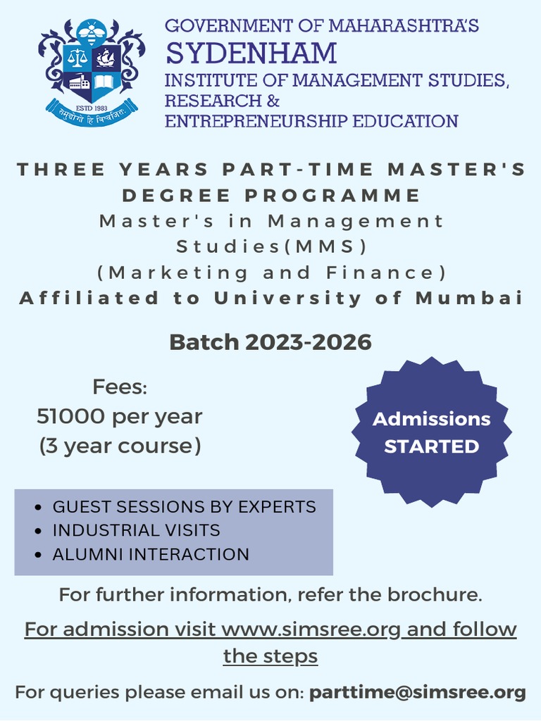 SIMSREE-Part-Time-Brochure-1 | PDF | Academic Degree | Valuation (Finance)