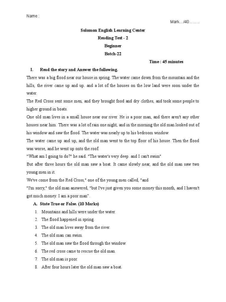 Reading Test - 2 | PDF