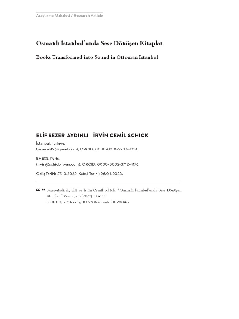 Osmanli Istanbulunda Sese Donusen Kitapl | PDF
