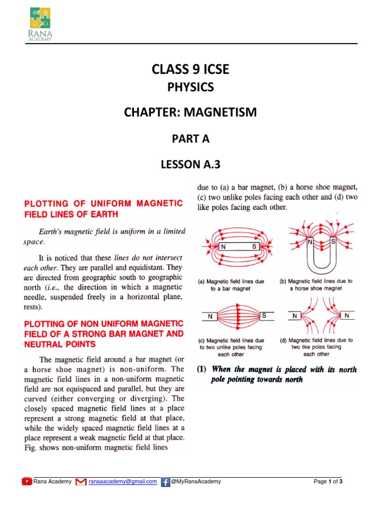Class 9 ICSE Physics Magnetism | PDF | Science & Mathematics