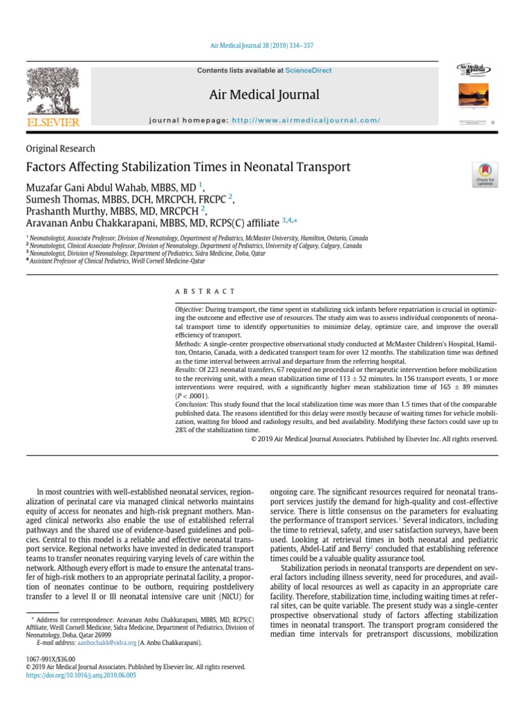 Neonatal Transport Stabilization Factors | PDF | Neonatology | Neonatal ...