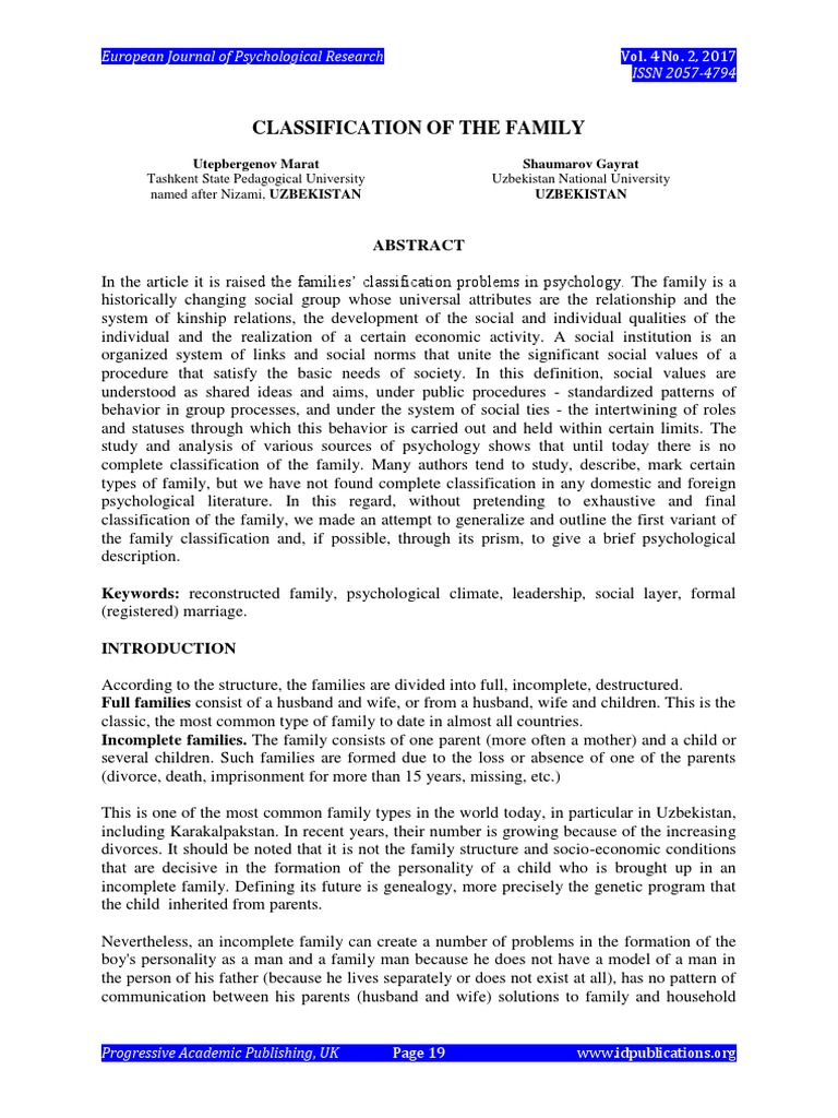 Family Types and Psychological Impact | PDF | Family | Marriage