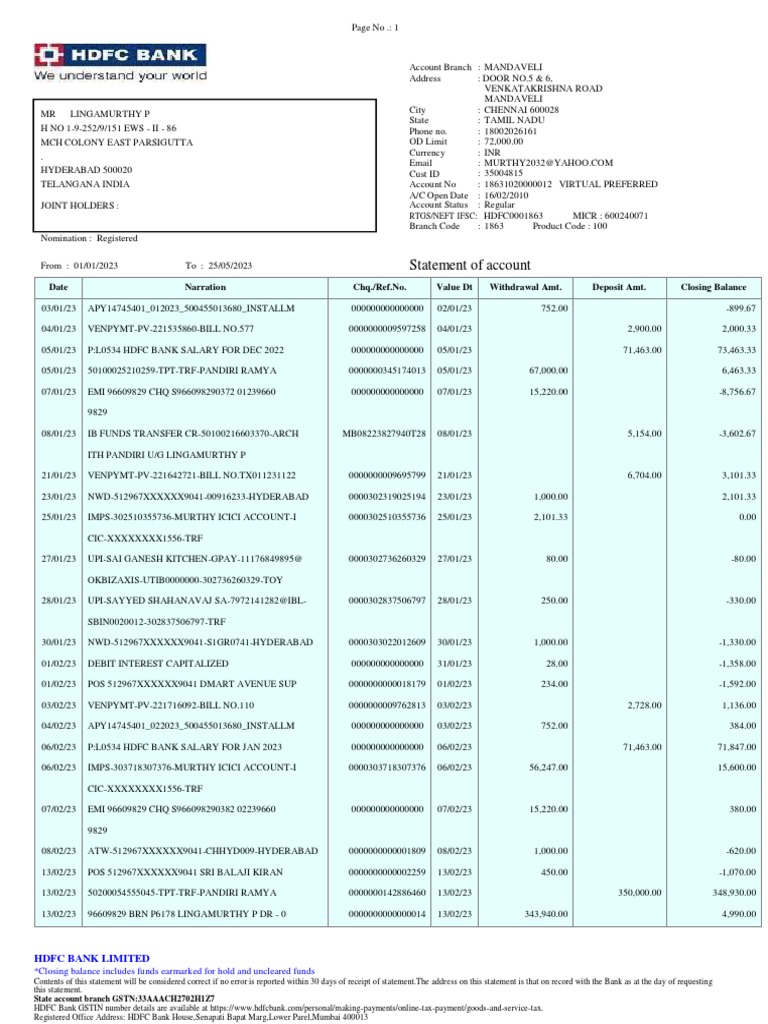 Acct Statement - XX0012 - 25052023 | PDF | Banking Technology ...