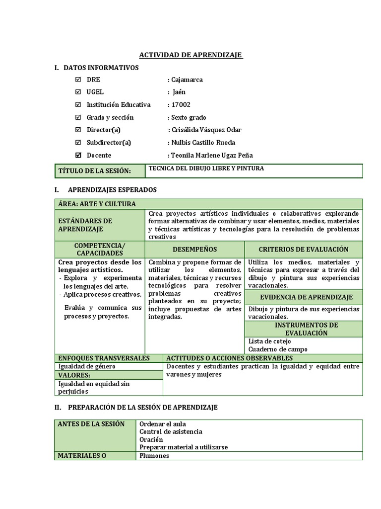 Actividad De Aprendizaje Arte Pdf Evaluación Amor