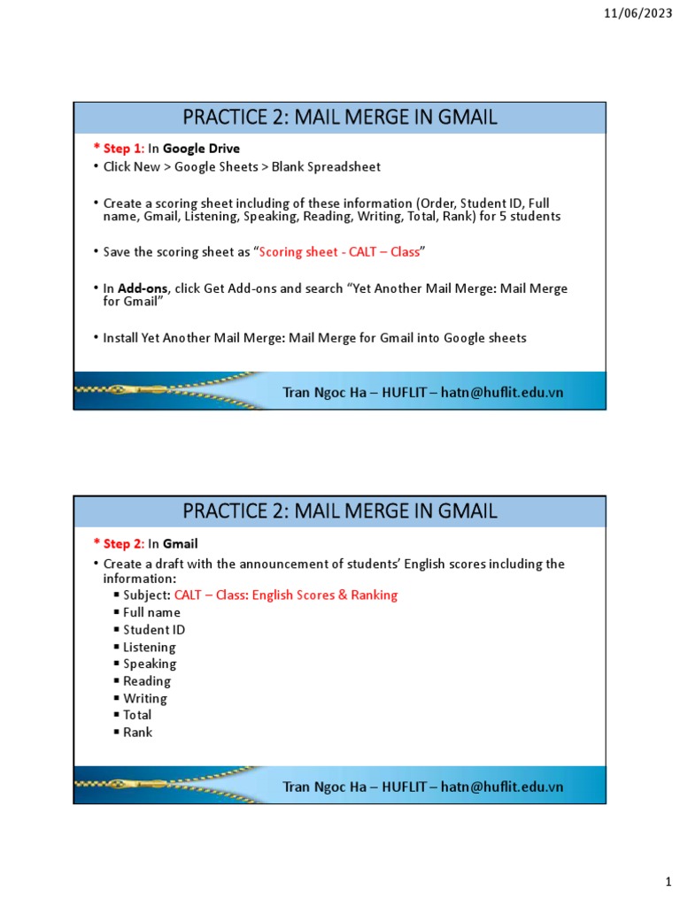 Practice 2 - Mail Merge in Gmail | PDF | Career & Growth | Computers
