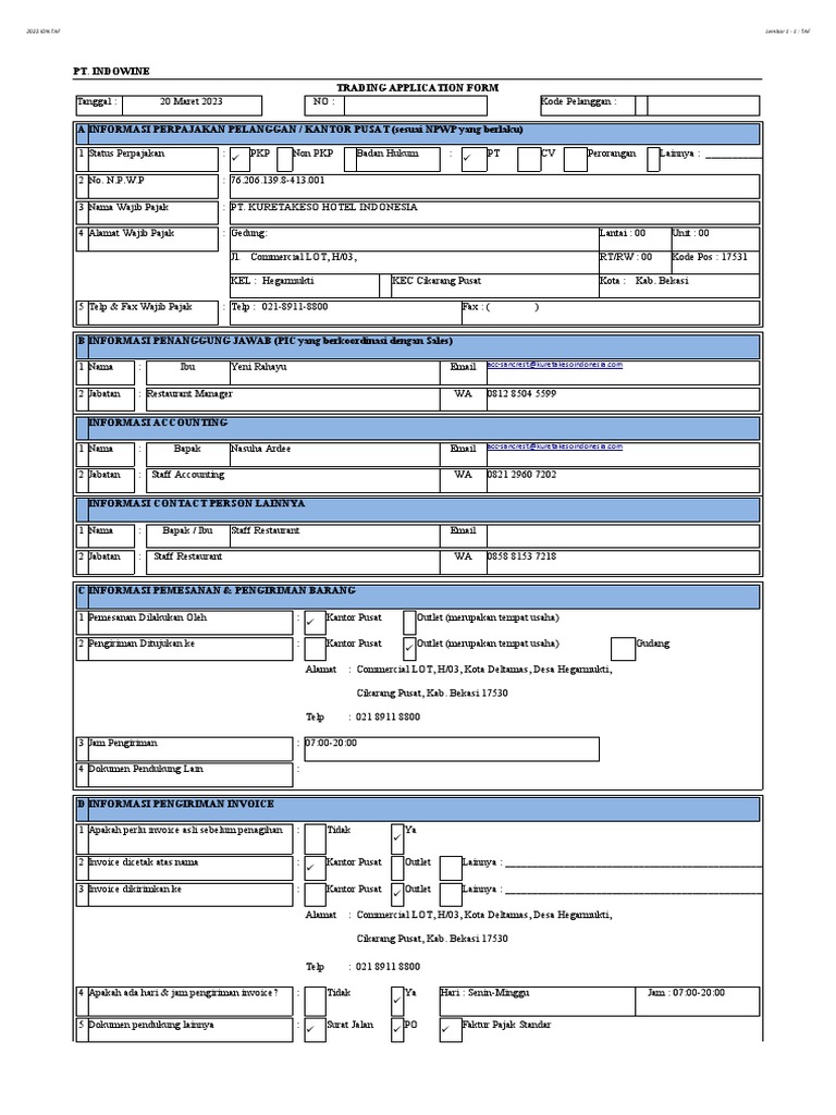 Trading Application Form | PDF