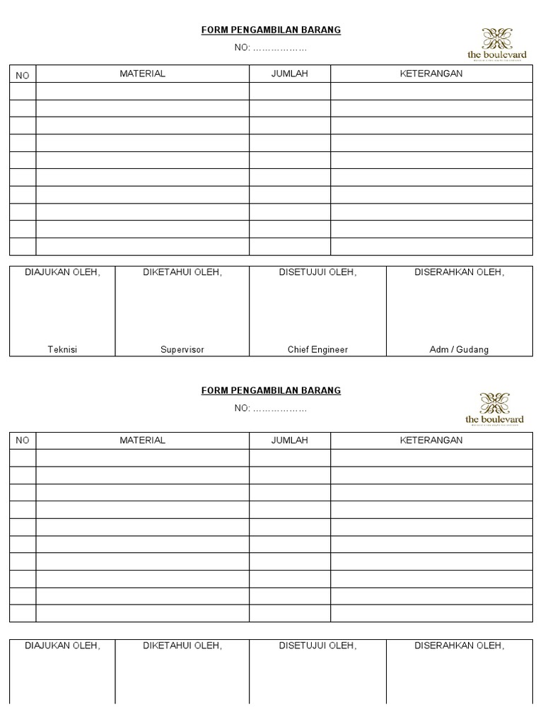 Form Pengambilan Barang | PDF