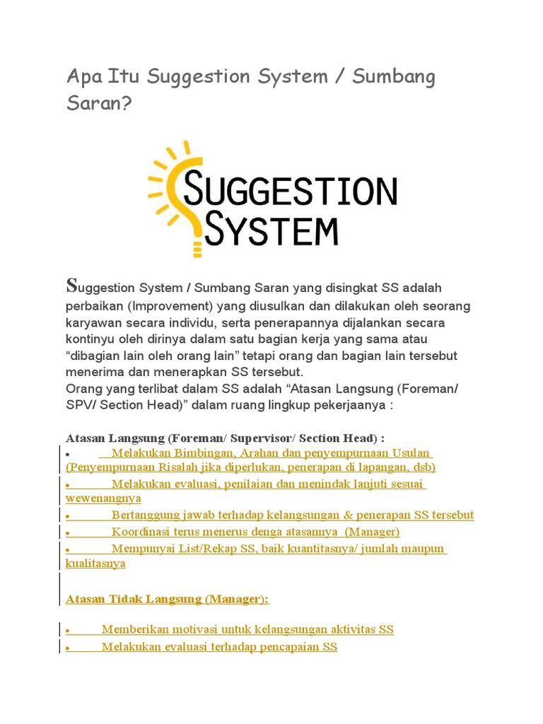 Apa Itu Suggestion System | PDF