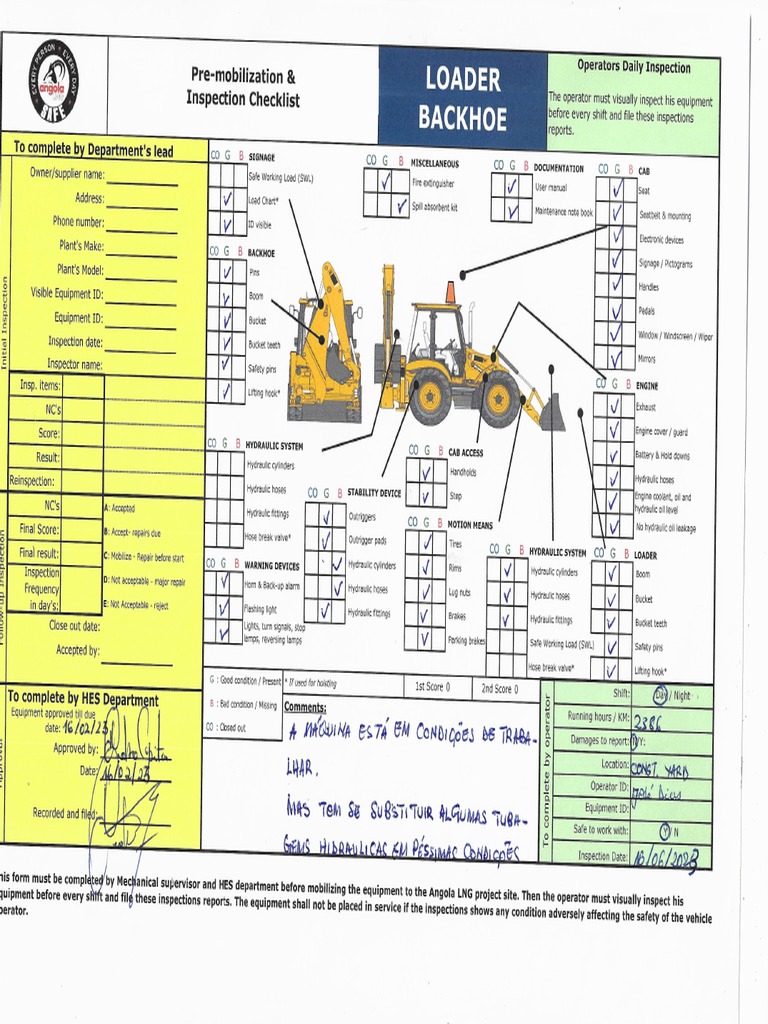 Backhoe Inspection | PDF