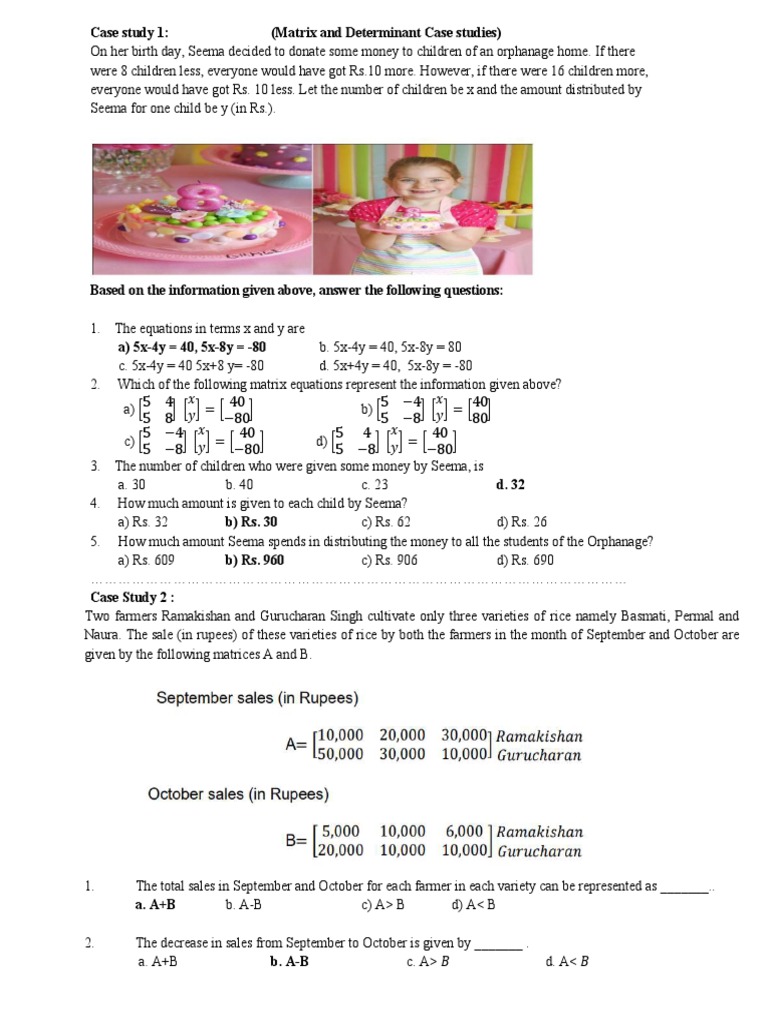 Matrix and Determinant Case Studies | PDF | Economies