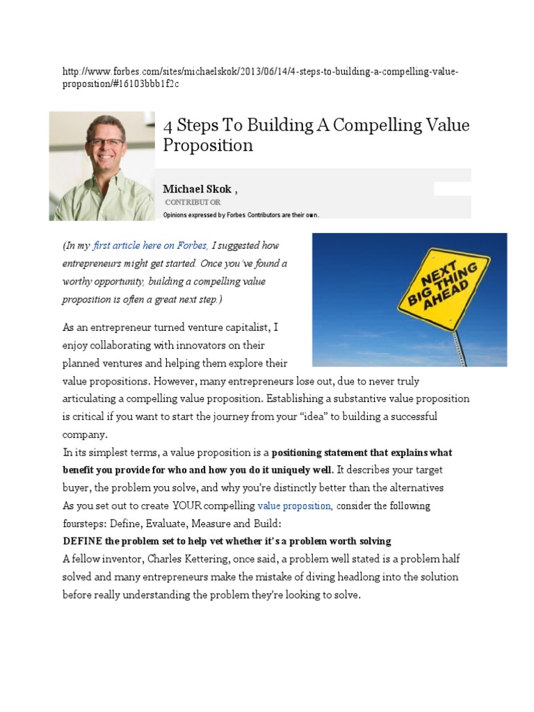 4 Steps To Building A Compelling Value Proposition | PDF | Innovation | Entrepreneurship
