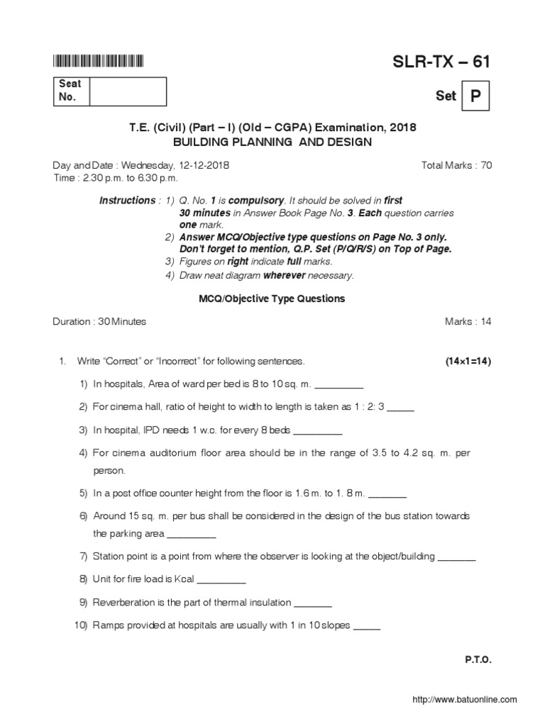 Btech Civil 6 Sem Building Planning and Design Set P 2018 | PDF | Bank ... Btech Civil 6 Sem Building Planning and Design Set P 2018 | PDF | Bank ...