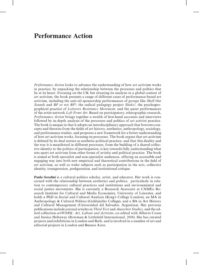 Serafini Performance Action Book | PDF | Embodied Cognition | Experience